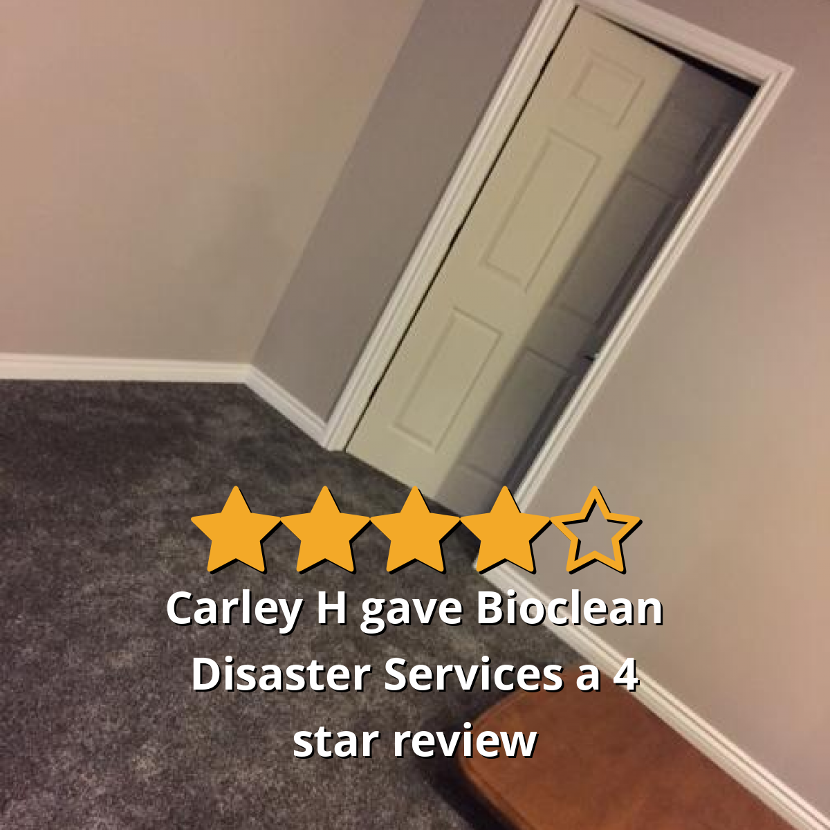 Carley H gave Bioclean Disaster Services a 4 star review on SoTellUs