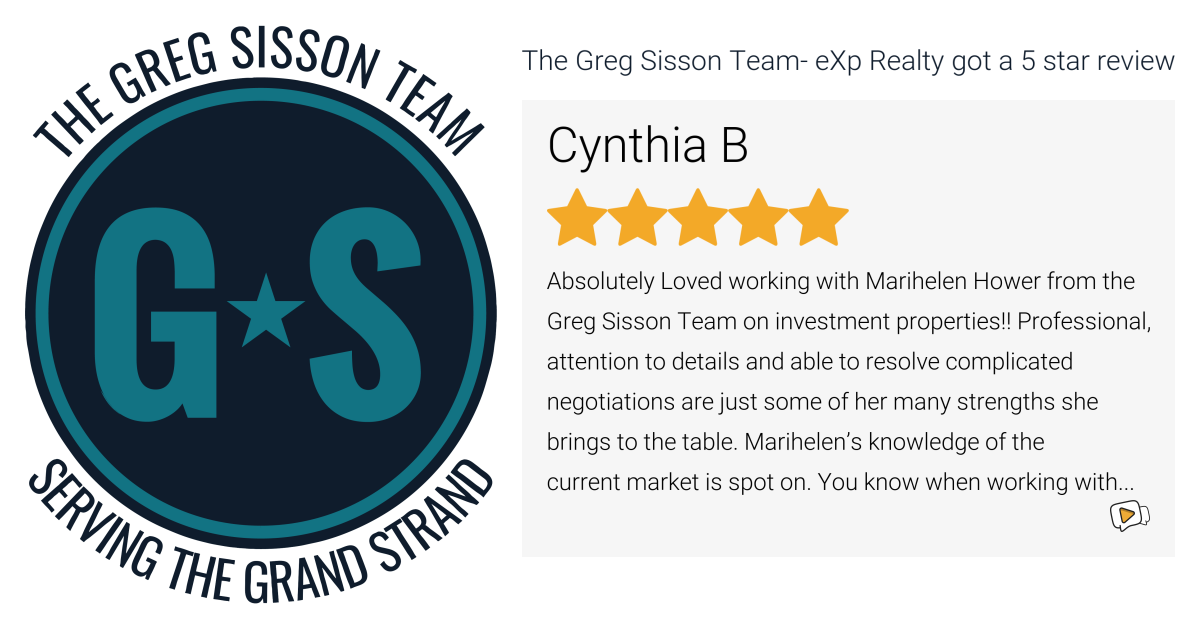 Cynthia B gave The Greg Sisson Team, The Ocean Forest Company a 5 star ...