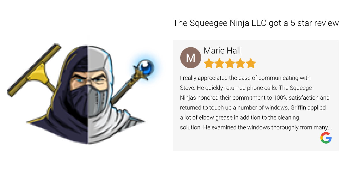 Marie Hall gave The Squeegee Ninja LLC a 5 star review on SoTellUs