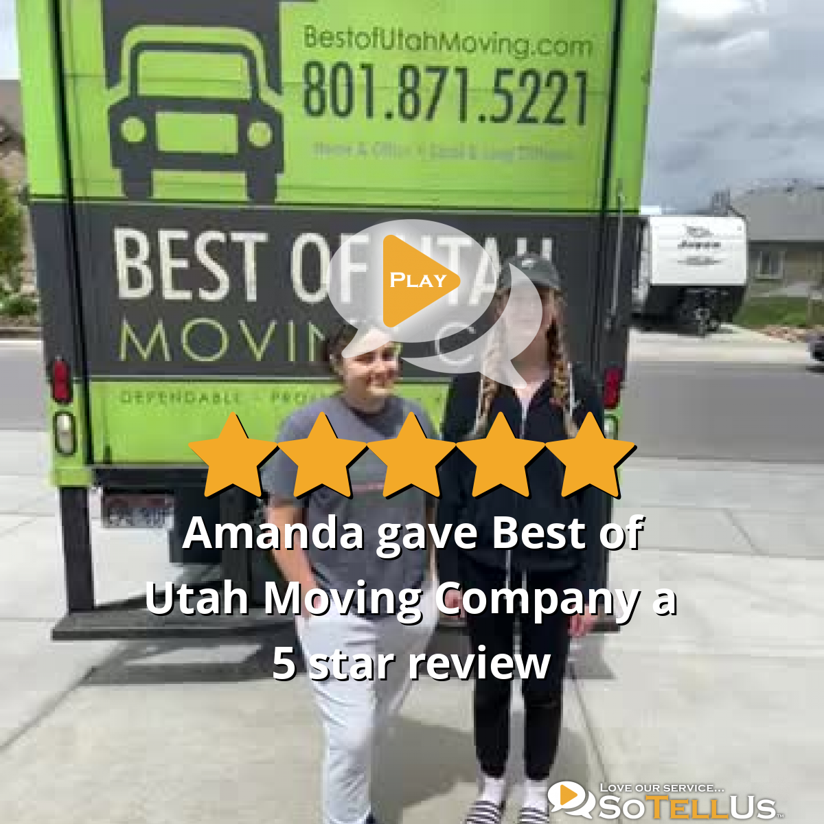 Amanda A gave Best of Utah Moving Company a 5 star review on SoTellUs