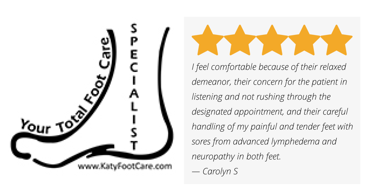 Carolyn S gave Your Total Foot Care Specialist a 5 star review on SoTellUs